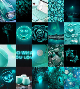 Green Teal theme photo poster prints, 4x6 inch collage set of 20 photos Photographic Paper ...