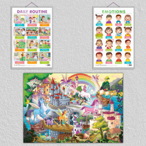 GIANT UNICORN COLOURING POSTER, EMOTIONS chart, and DAILY ROUTINE chart ...