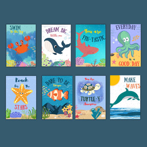 Fun and Inspiring Marine Life Posters for Kids: set of 8 posters - 6 x ...