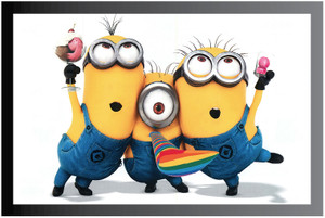 Minions Movie Frame Poster For Room Synthetic Wood Gloss Lamination F35 ...