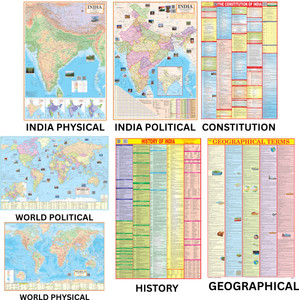 India & World Map ( Both Political & Physical ) with Constitution of India , Indian History ...