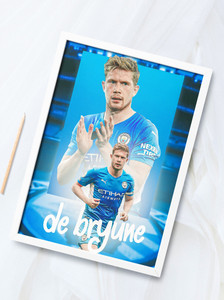 Manchester City Kevin De Bruyne KDB White Framed Poster 8x12 Inches