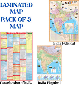 COMBO PACK OF 3 HINDI LAMINATED MAPS (Both Political & Physical) | Laminated Maps Set Of 3 | Map ...