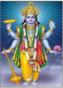 Vishnu Standing On Clouds lord vishnu god hari narayana digital poster for Puja home poster ...
