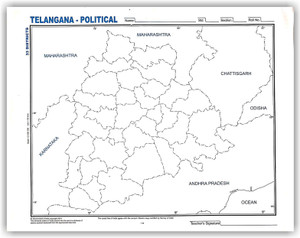 Telangana Political map 50 sheets with 33 districts for Practice - A4 Size Paper Print - Maps ...