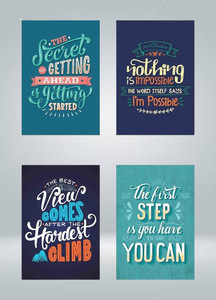 The first step Inspirational Motivational Pack of 4 Posters for Room ...