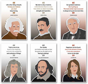 Combo Set of 6 Motivational Wall Posters | Nikola Tesla, Newton, JK ...