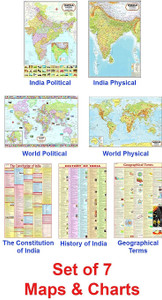 India & World Map ( Both Political & Physical ) with Constitution of India Chart, History of ...
