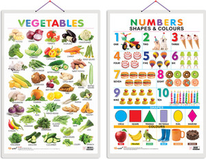 Set of 2 Vegetables and Numbers, Shapes & Colours Early Learning ...
