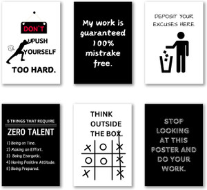 Pack of 6 Funny Motivational Quotes Posters - A4 Size (8.3 x 11.7 ...