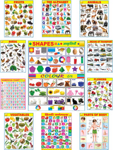 Early Learning Educational Charts for Kids | Learn about English Alphabet, Fruit, Vegetables ...