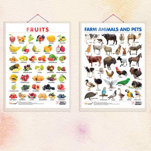 FRUITS CHART HARD LAMINATED and FARM ANIMALS AND PETS CHART HARD ...