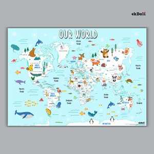 24 x 33 Inch World Map – Fun Geography Learning Poster with Continents ...