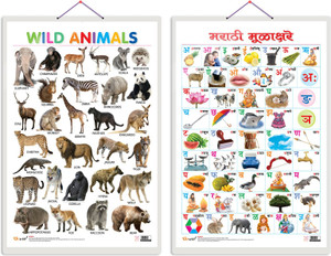 Set of 2 Wild Animals and Marathi Varnamala (Marathi) Early Learning ...