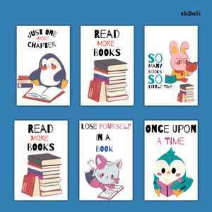 A5 Set of 6 Cute Animal Posters for Kids’ Reading Spaces Paper Print ...
