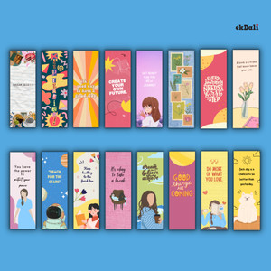 Premium Bright Design Bookmarks – Set of 16 – 2x6” Thick 350 GSM Paper – Modern & Durable with ...