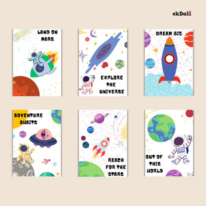 Stellar Kids' Posters - Set of 6 Outer Space Prints Paper Print ...
