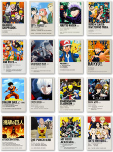 Anime Posters Pack of 16 (8 x 11 cm) 300 GSM | Minimalist Anime Poster ...