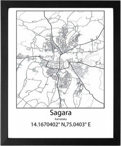 Sagara,Karnataka,India UNFRAMED Minimalist Map Line Art Print Poster Wall Office Home Hometown ...