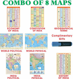 India & World Map ( Both Political & Physical ) with Constitution of India , Indian History ...