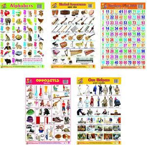 Combo of 5 Learning Charts Alphabet | Musical Instruments | Numbers ...