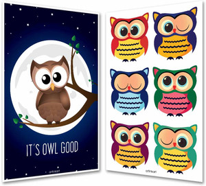 Combo Set of 2 Owl Good Cute Owls Poster | Motivational Funny Quotes ...