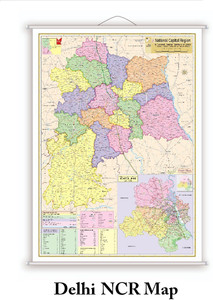 Delhi NCR Map (National Capital Region). (Laminated, Rollup) in English Language, Delhi Map ...
