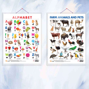 ALPHABET CHART HARD LAMINATED and FARM ANIMALS AND PETS CHART HARD ...