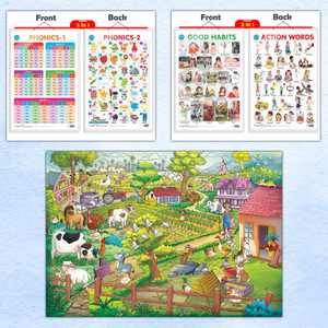 GIANT AT THE FARM COLOURING POSTER,2 IN 1 PHONICS 1 AND PHONICS 2 chart ...