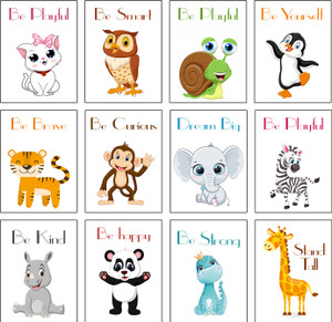 Animal Poster for kids educational, Motivational Message pack of 12 pc ...