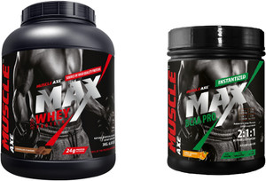 MUSCLE – AXE MAX Chocolate Flavour 100% Whey Protein 3 Kg With 3.5g Leucine 300g BCAA Whey ...