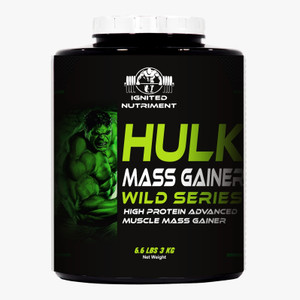 IGNITED NUTRIMENT Hulk Mass Gainer For Hulk Muscle Gain Calories 1020(6.6lbs Strawberry) Weight ...