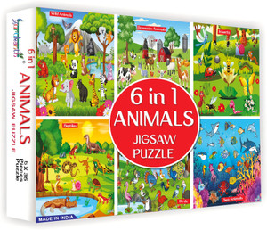 gurukanth 6 In 1 Animal World Jigsaw Puzzle Set-35 Pieces Each - 6 In 1 ...
