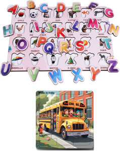 Craftick Alphabet & School Bus Jigsaw Puzzle for 3 years and above/kids ...