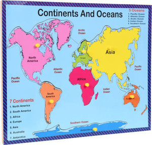 jaraglobal Continents and Ocean Map Wooden Jigsaw Puzzle with Knob ...