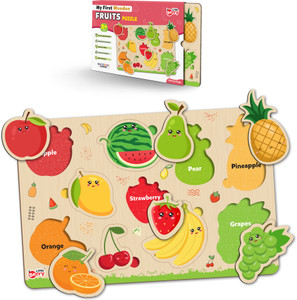 Little Berry Fruits Wooden Puzzle Board for Kids with Pictures ...