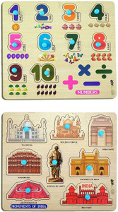 Enorme Mini Wooden Numbers and Monuments Puzzle with Knobs Game For ...