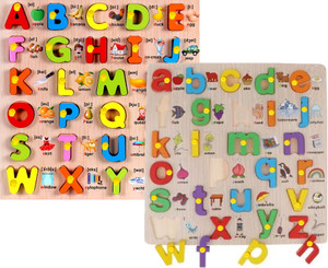 SHALAFI Combo Uppercase&Lowercase ABC Alphabet Letters Puzzle Board ...