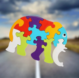 Kidsbuddy Elephant Shape Puzzle Building Blocks Non Toxic Block LC02.918 Elephant Puzzle ...