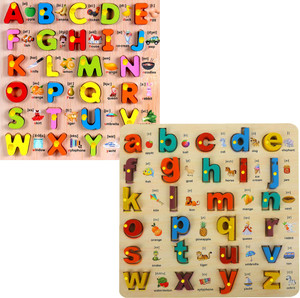 Plus Shine Uppercase and Lowercase Alphabet Puzzle Board With Picture ...