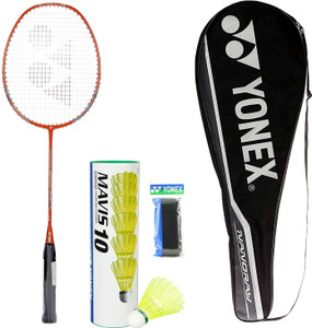 YONEX Badminton Kit-1 Nanoray 72 Light Racket, 6 Shuttle, 1 Grip Orange Strung Badminton Racquet ...