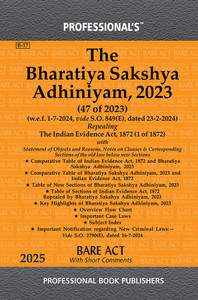 PROFESSIONAL'S Bharatiya Sakshya Adhiniyam, 2023 (BSA) Bare Act With ...