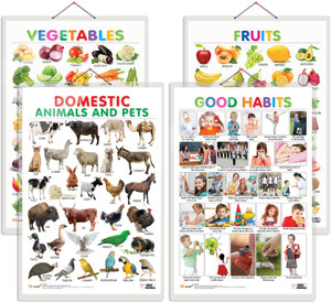 Set of 4 Fruits, Vegetables, Domestic Animals and Pets and Good Habits ...