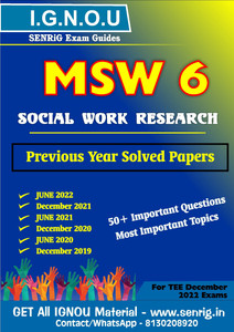 IGNOU MSW 6 Previous Years Solved Question Papers Pdf Social Work Research IGNOU MSW 1st Year ...