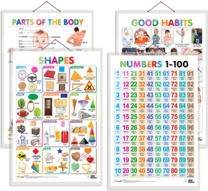 Set of 4 Shapes, Parts of the Body, Good Habits and Numbers 1-100 Early ...