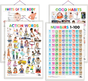 Set of 4 Parts of the Body, Good Habits, Action Words and Numbers 1-100 ...