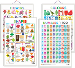 Set of 4 Flowers, Colours, Shapes and Numbers 1-100 Early Learning ...