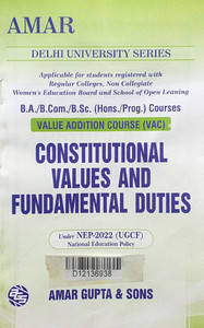 Amar Delhi University B A/B Com/BSC Hons & Prog1st Year Constitutional Values And Fundamental ...