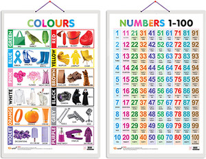 Set of 2 Colours and Numbers 1-100 Early Learning Educational Charts ...