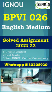 IGNOU BPVI 026 Solved Assignment 2022-23 In English Medium IGNOU BPVI 026 Solved Assignment 2022 ...